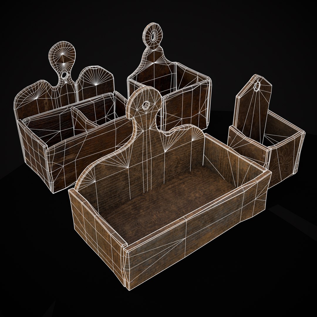 Four Rustic Medieval Crates 3D model - TurboSquid 2052791