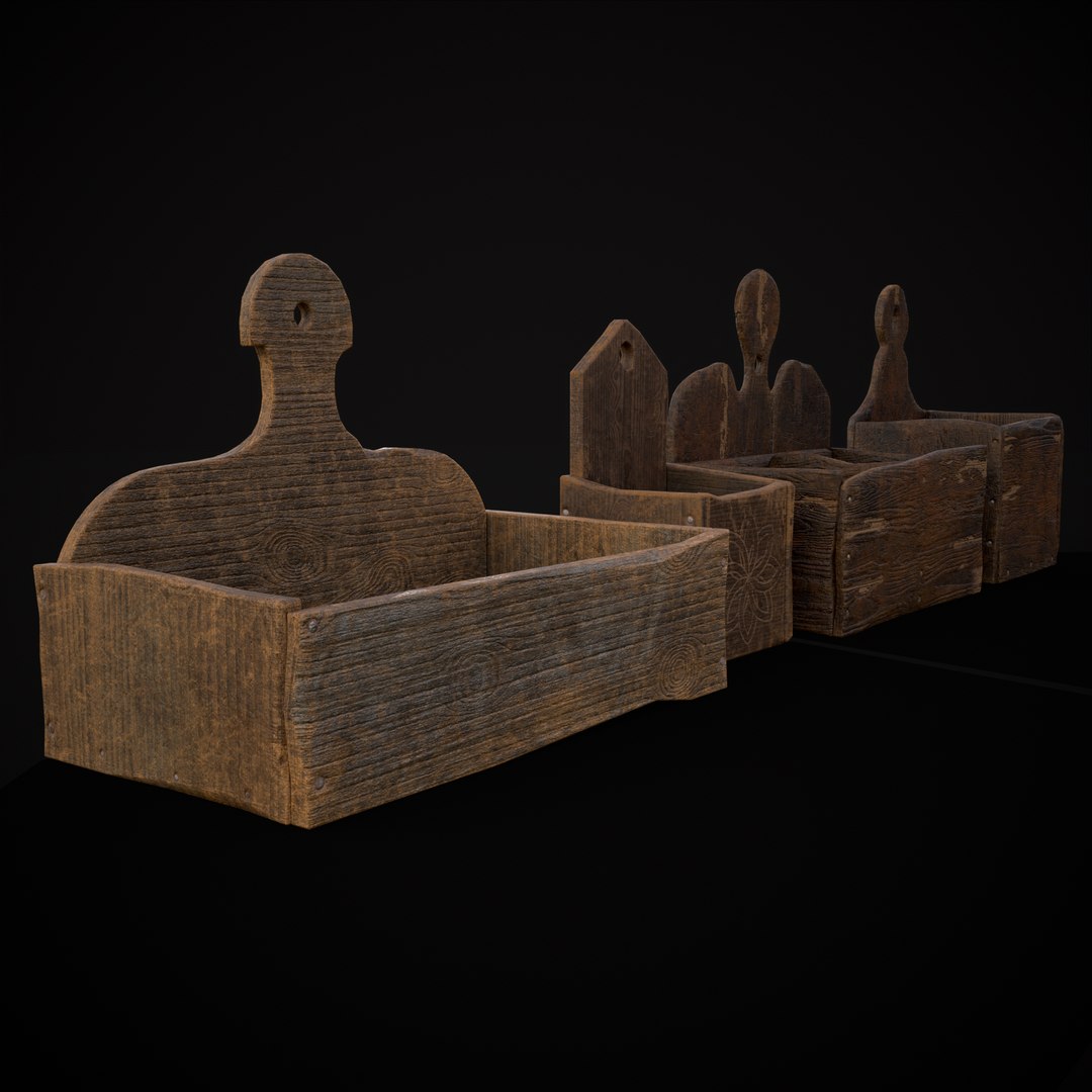 Four Rustic Medieval Crates 3D model - TurboSquid 2052791