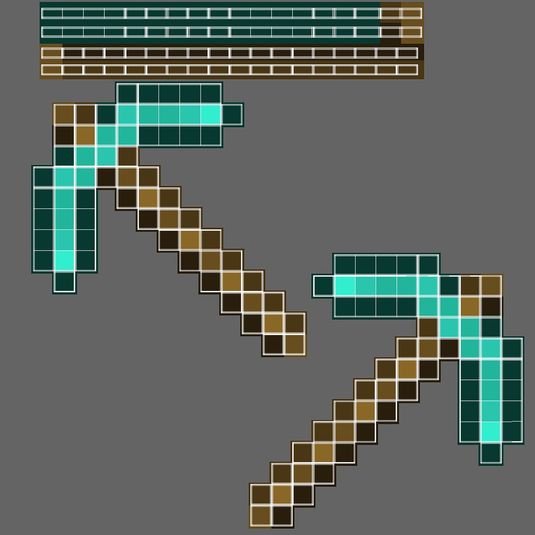Minecraft Diamond Pickaxe Model - TurboSquid 2292973