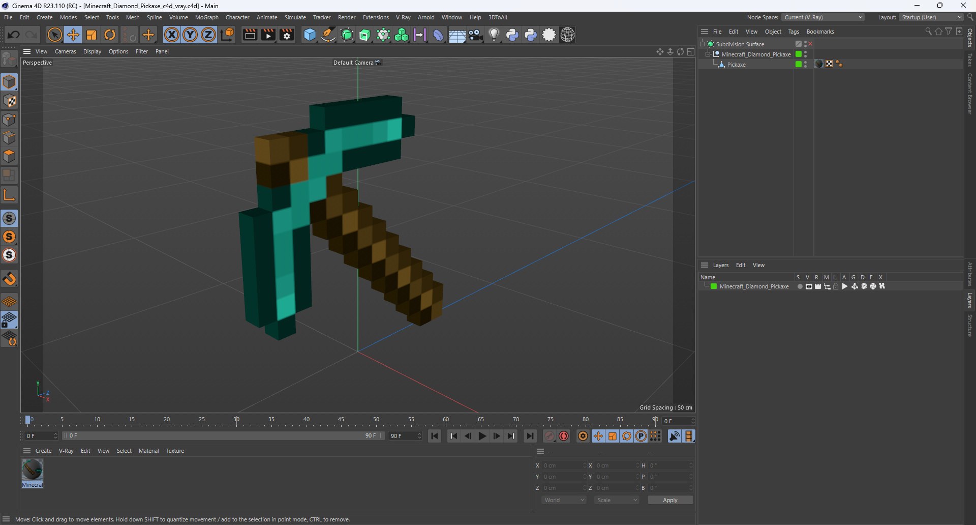 Minecraft Diamond Pickaxe Model - TurboSquid 2292973