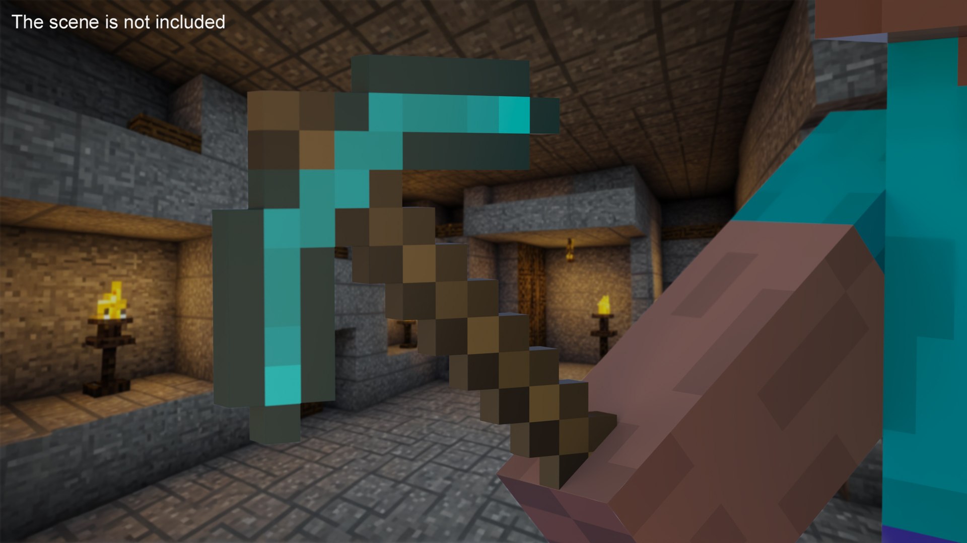 Minecraft Diamond Pickaxe Model - TurboSquid 2292973