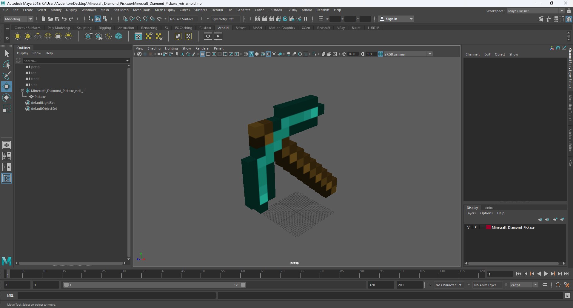 Minecraft Diamond Pickaxe Model - TurboSquid 2292973