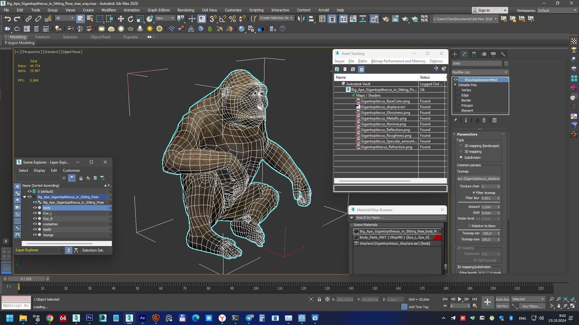 Big Ape Gigantopithecus In Sitting Pose 3D - TurboSquid 2311888
