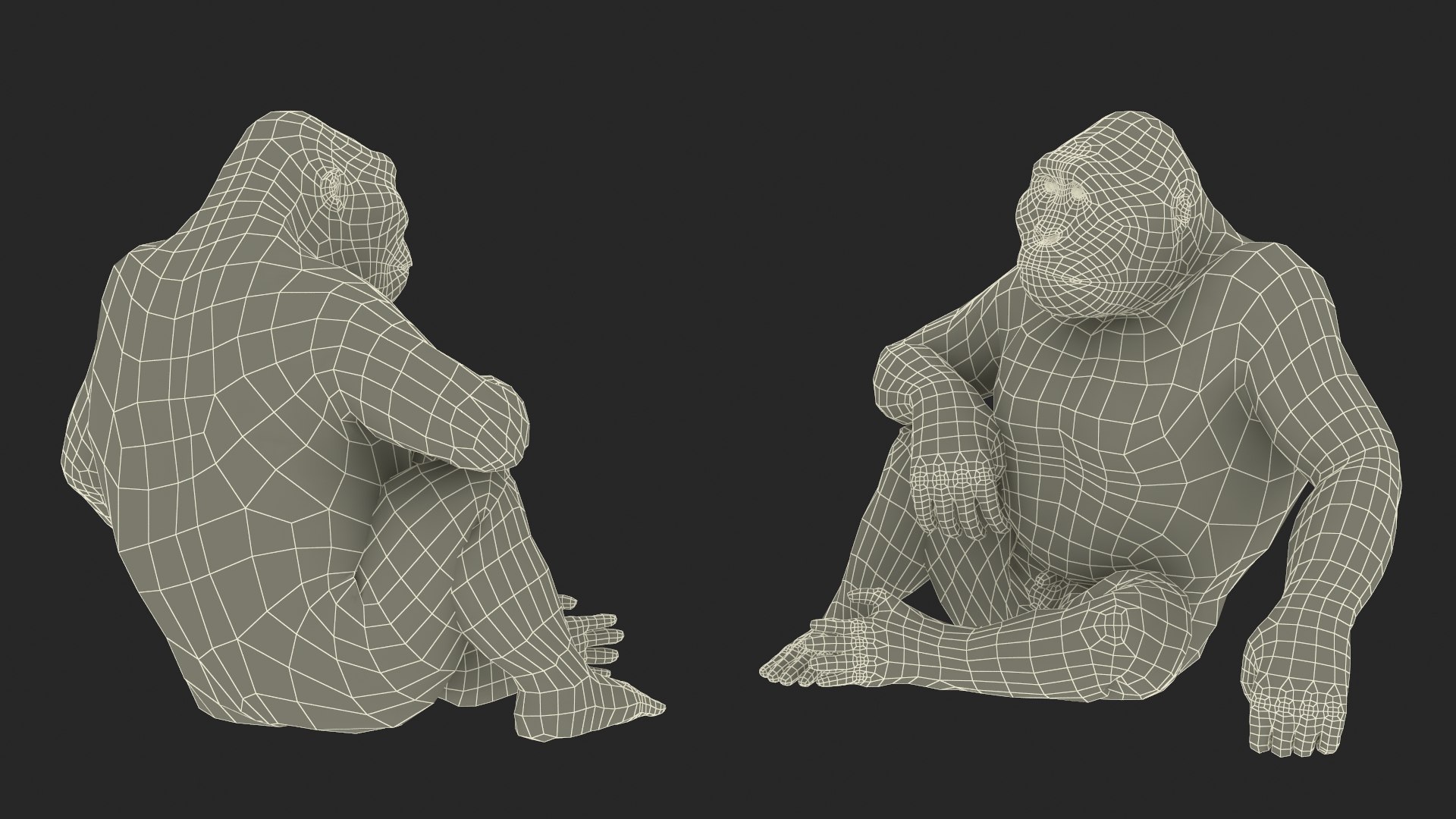 Big Ape Gigantopithecus In Sitting Pose 3D - TurboSquid 2311888