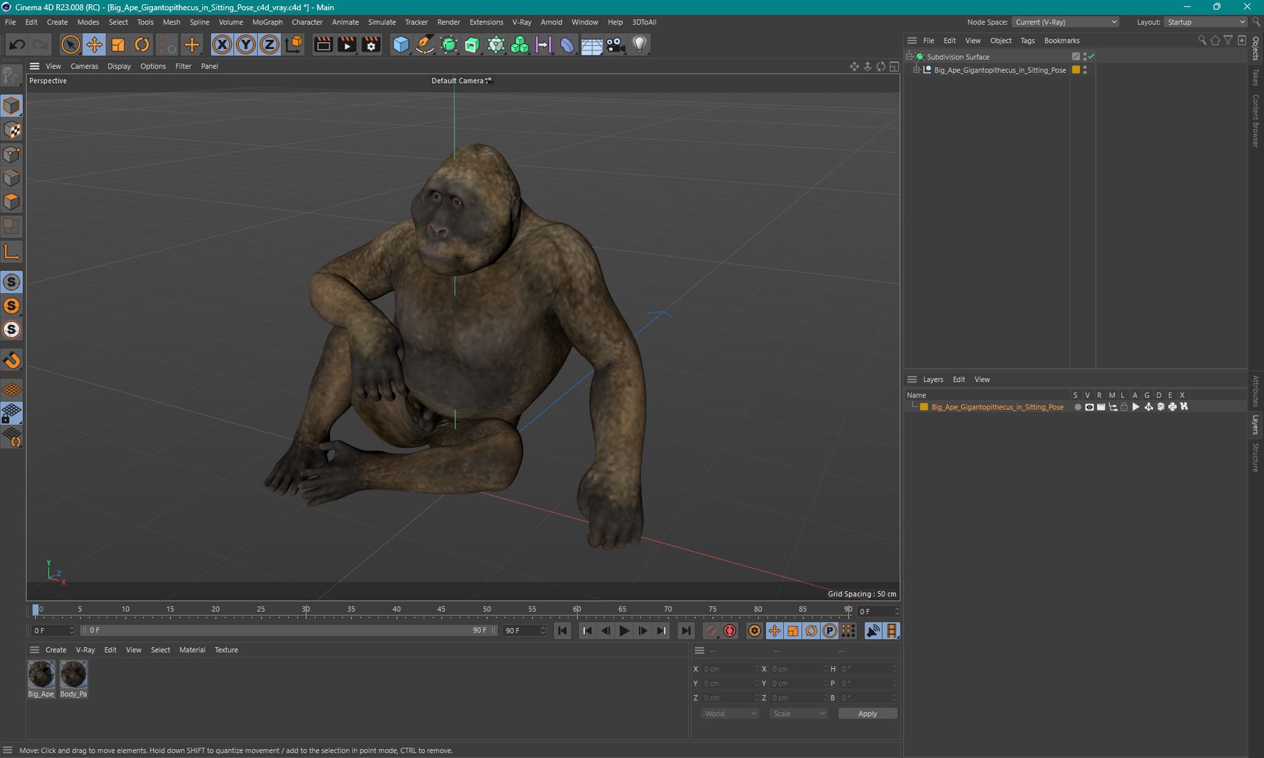 Big Ape Gigantopithecus In Sitting Pose 3D - TurboSquid 2311888