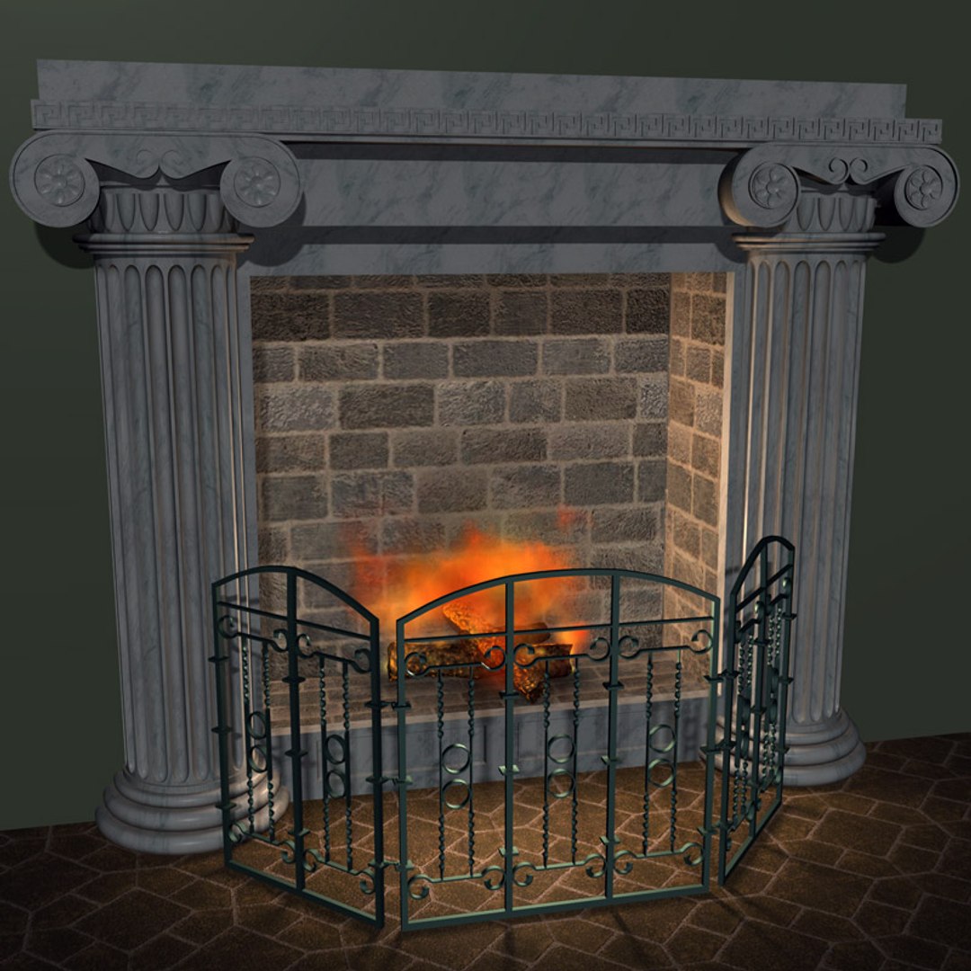 fireplace grate marble 3d model