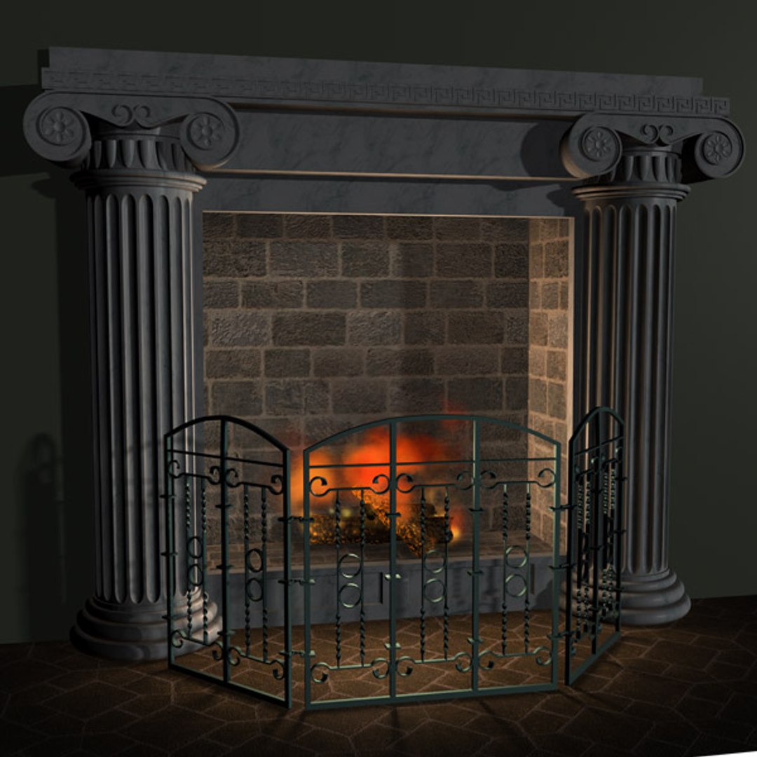 fireplace grate marble 3d model