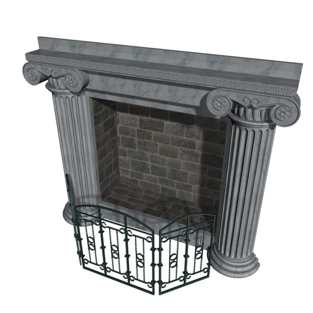fireplace grate marble 3d model