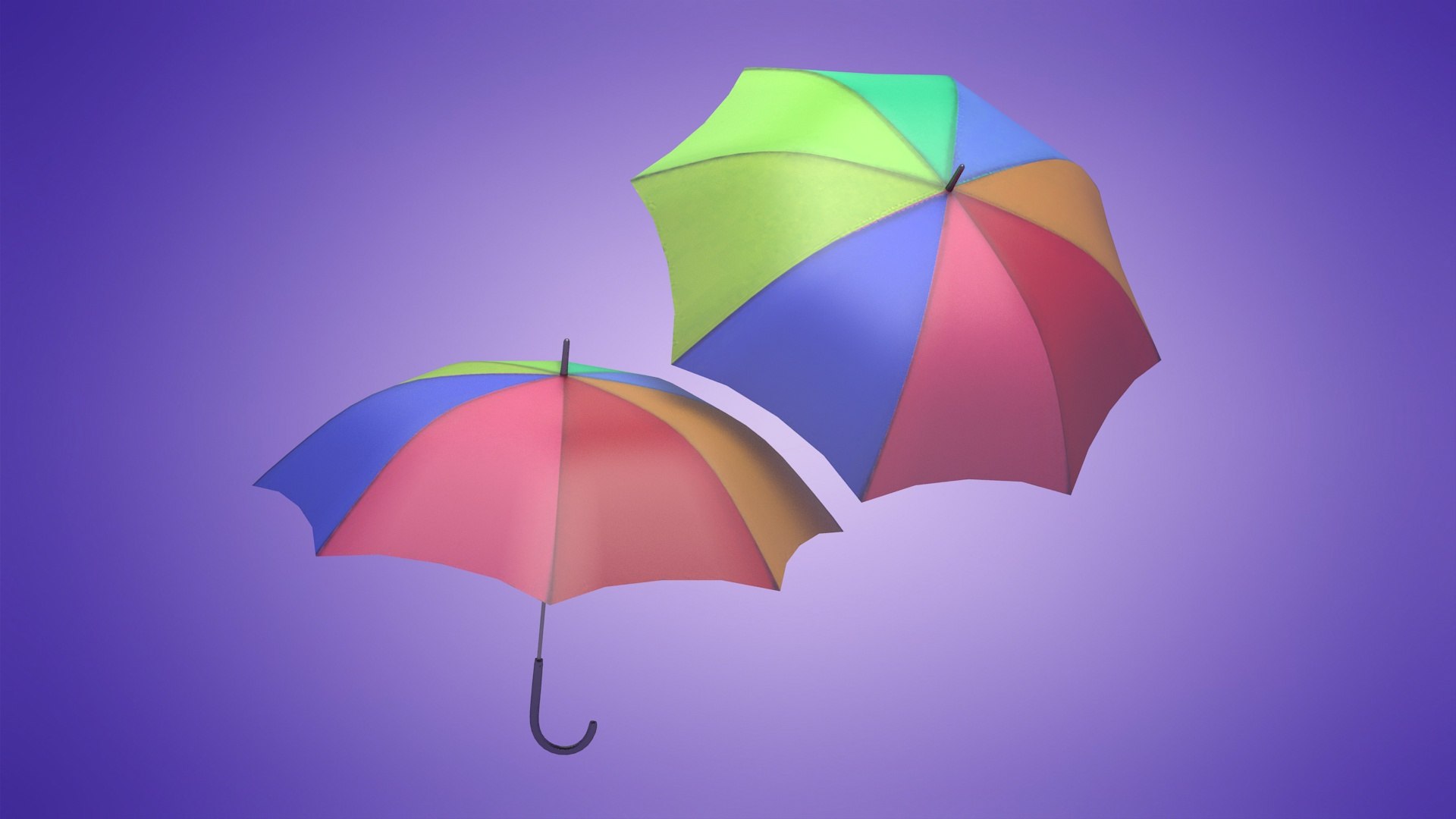 Umbrella open parasol rainy weather classic fashion wood 3D model ...