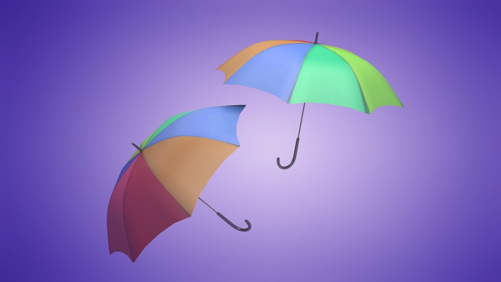Umbrella open parasol rainy weather classic fashion wood 3D model ...