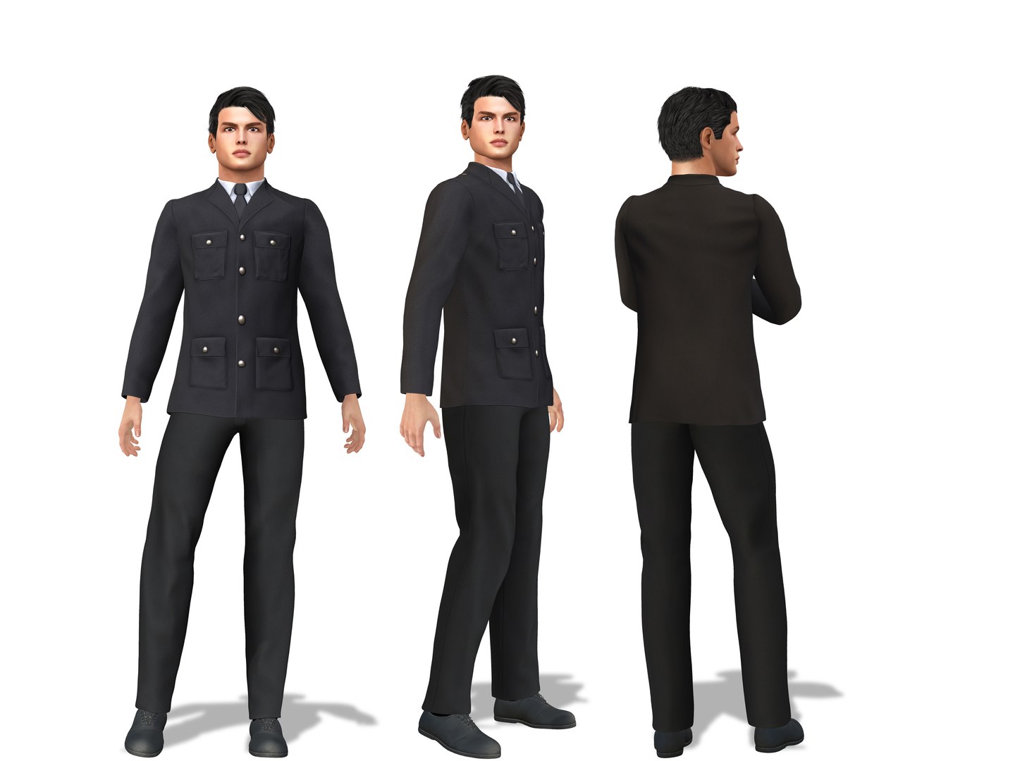 3D model Conductor Ticketer Greeter Driver Postman Style Uniform ...