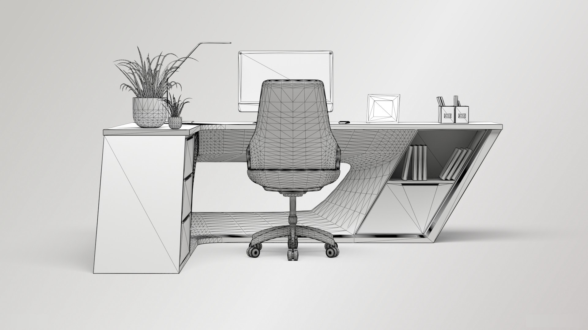 Office Work Space Low-poly Model 3D Model - TurboSquid 2265766