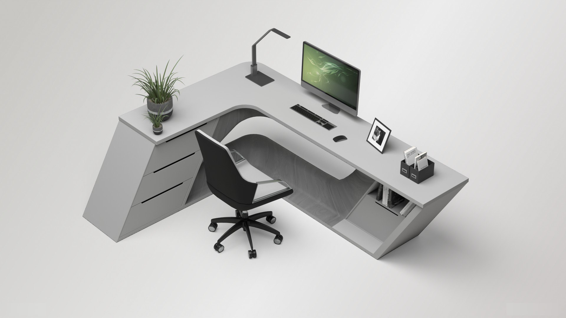 Office Work Space Low-poly Model 3D Model - TurboSquid 2265766