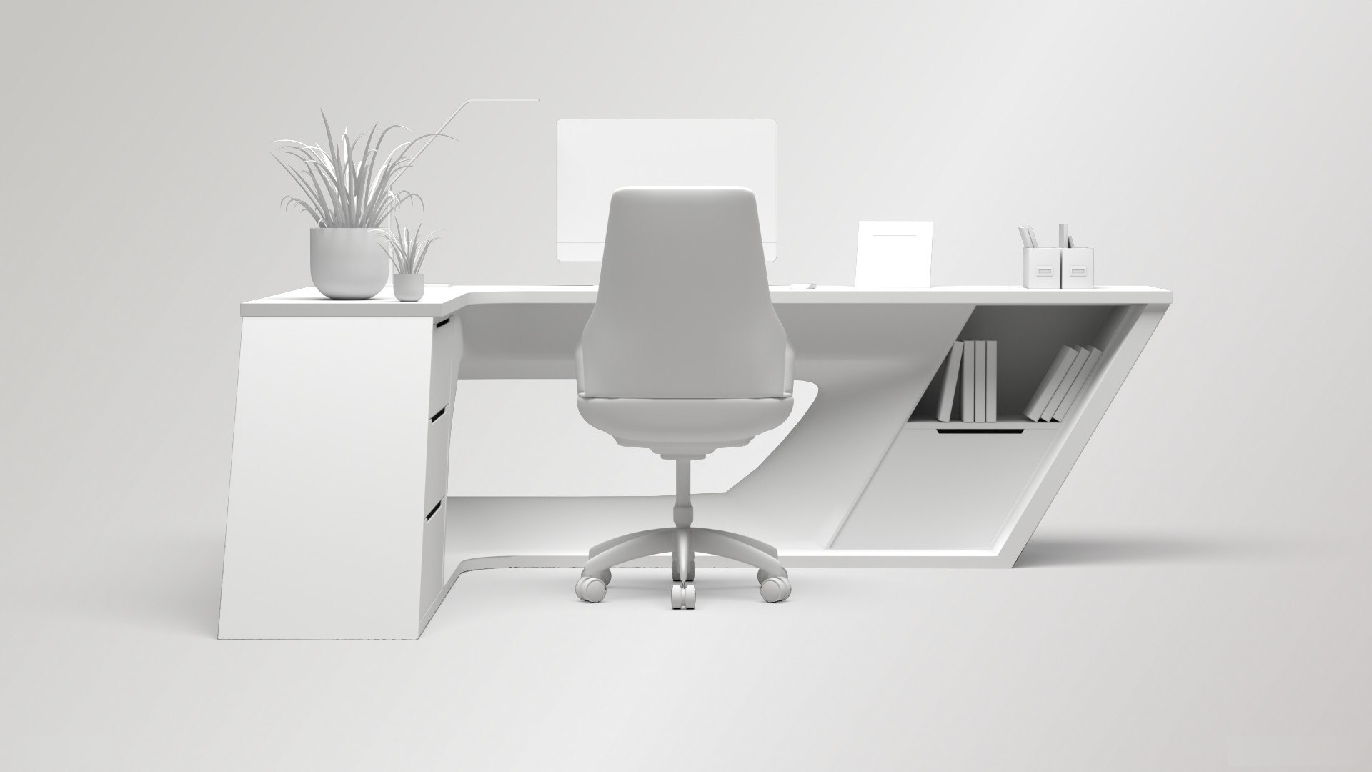 Office Work Space Low-poly Model 3D Model - TurboSquid 2265766