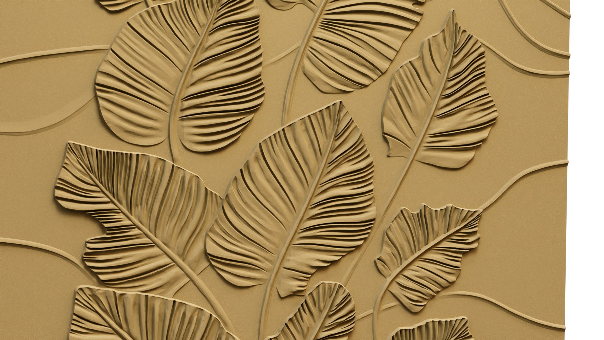 Modern Banana Leaves Wall Decor Relief STL Mural CNC 447 3D Model ...