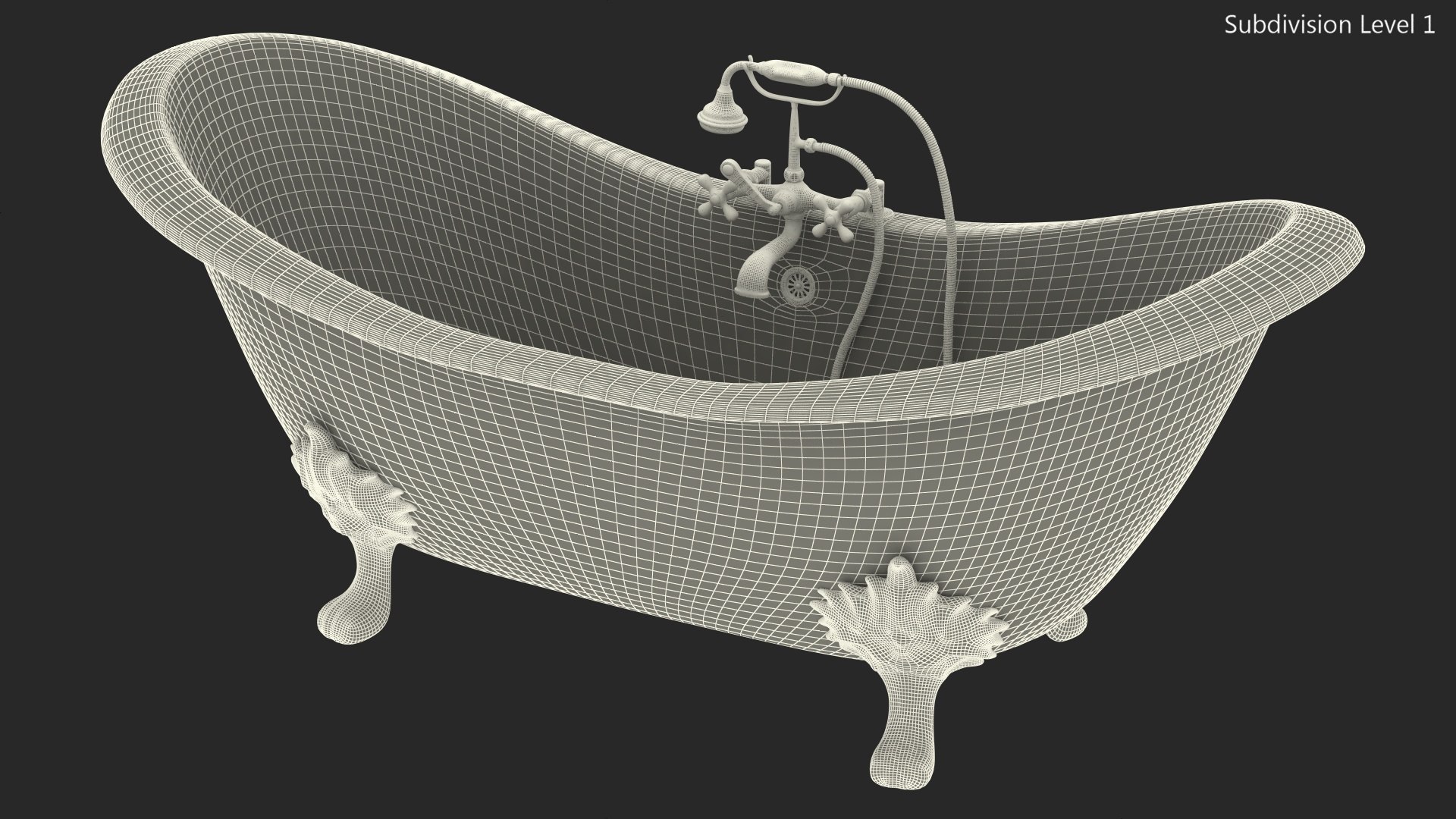 3D Double Slipper Clawfoot Tub model - TurboSquid 2040459