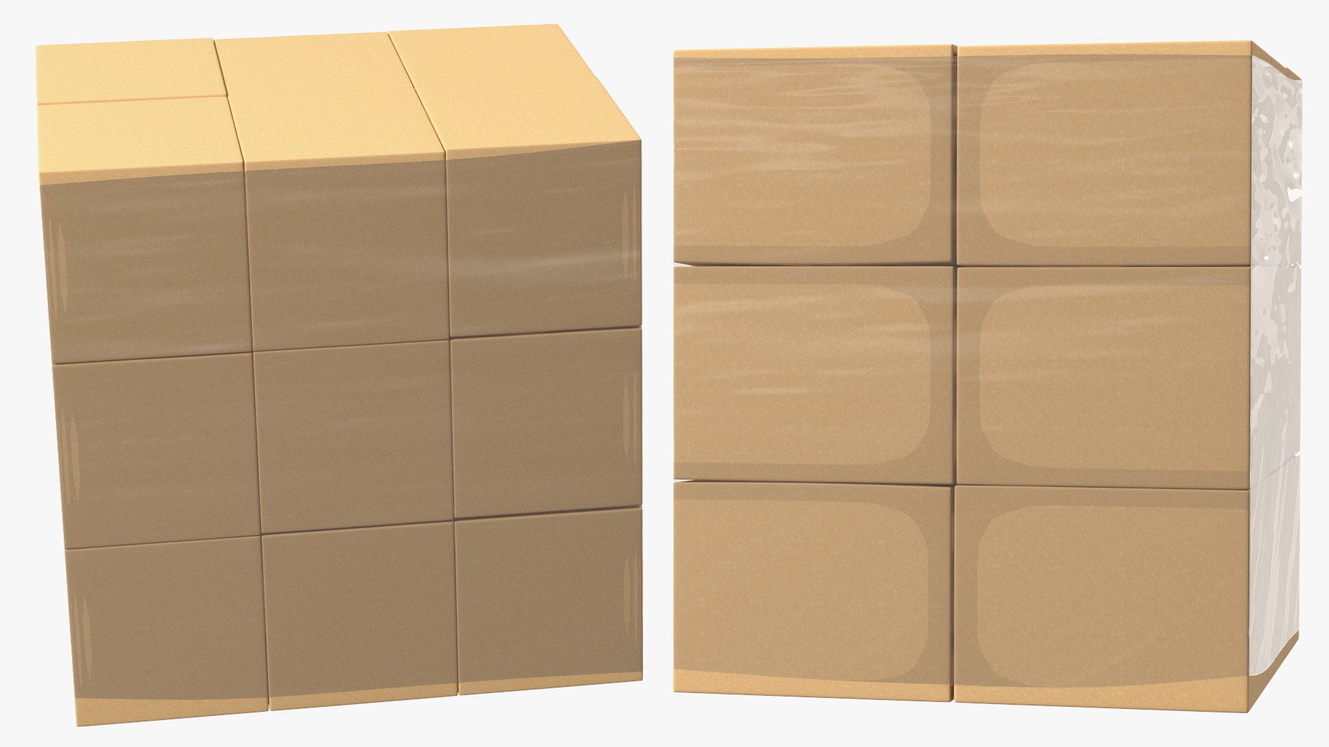 3D Model Carton Boxes Wrapped In Stretch Film - TurboSquid 1958374