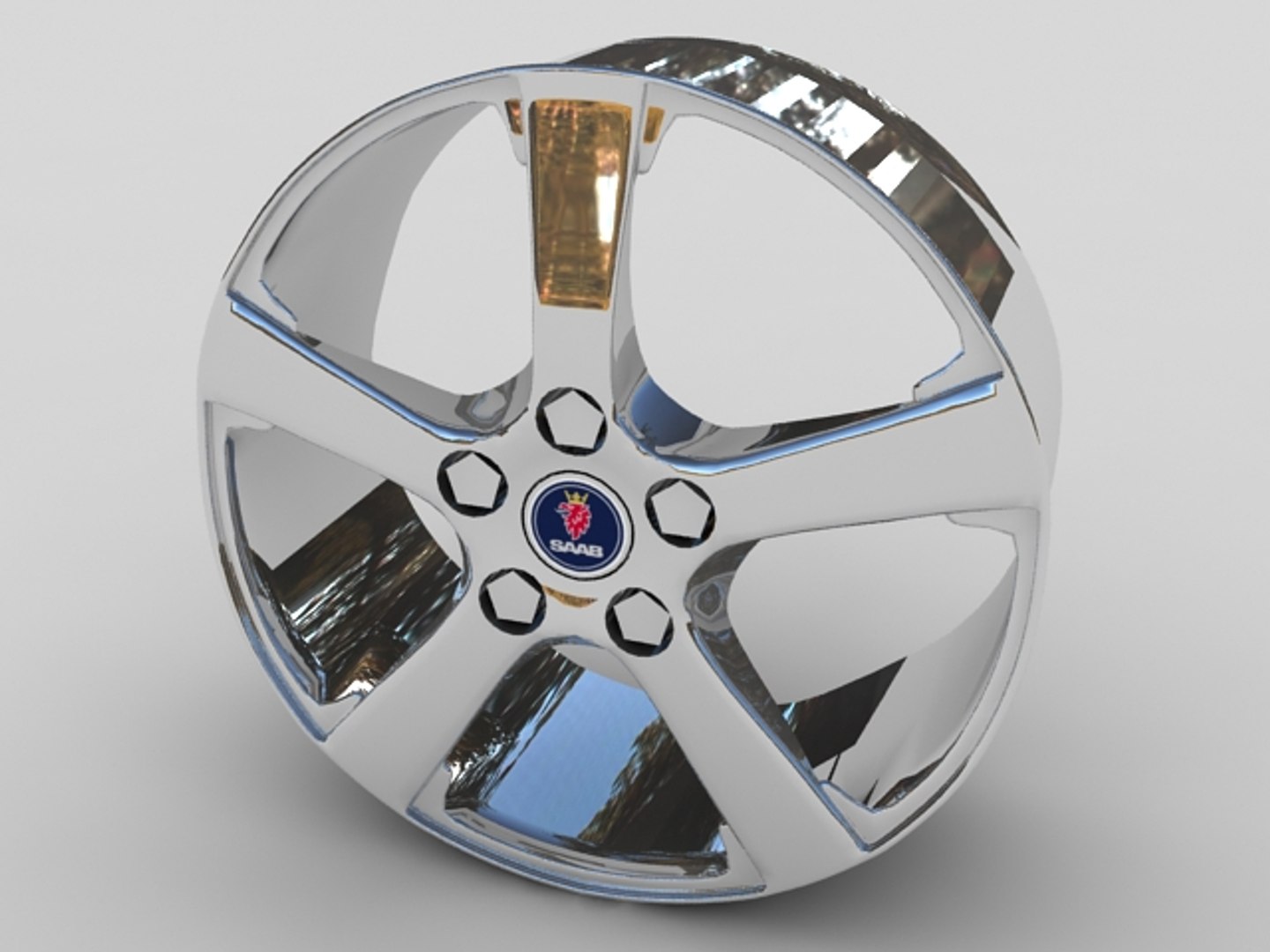 saab alloy car wheel 3d model