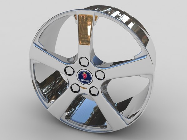 saab alloy car wheel 3d model