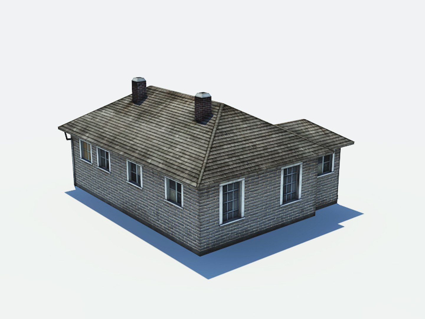Max Low-poly Brick House Building