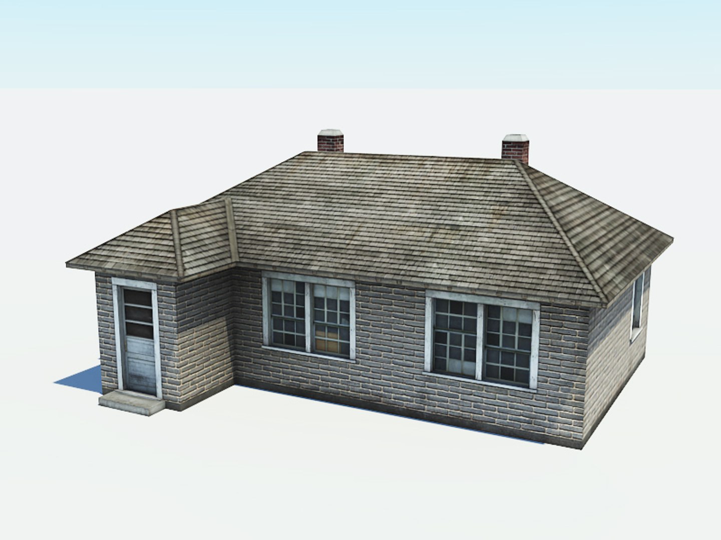 Max Low-poly Brick House Building