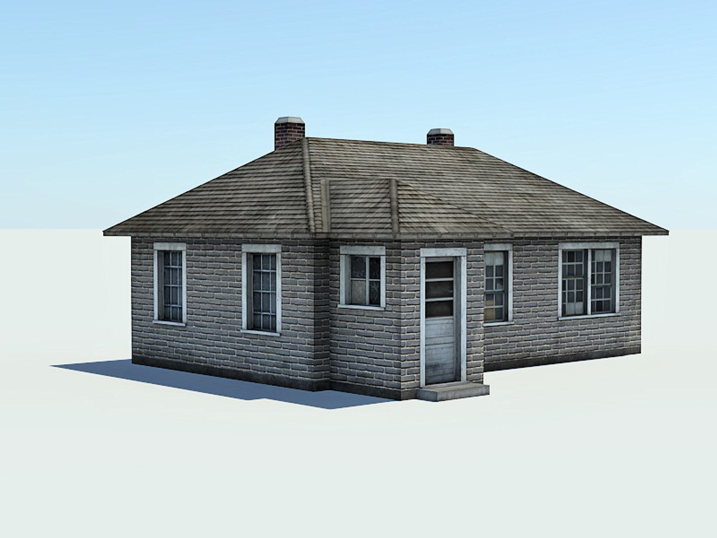 Max Low-poly Brick House Building