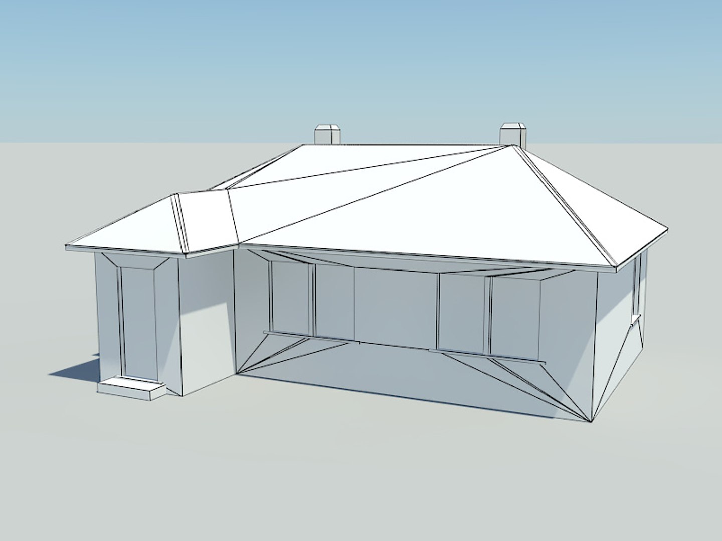 Max Low-poly Brick House Building