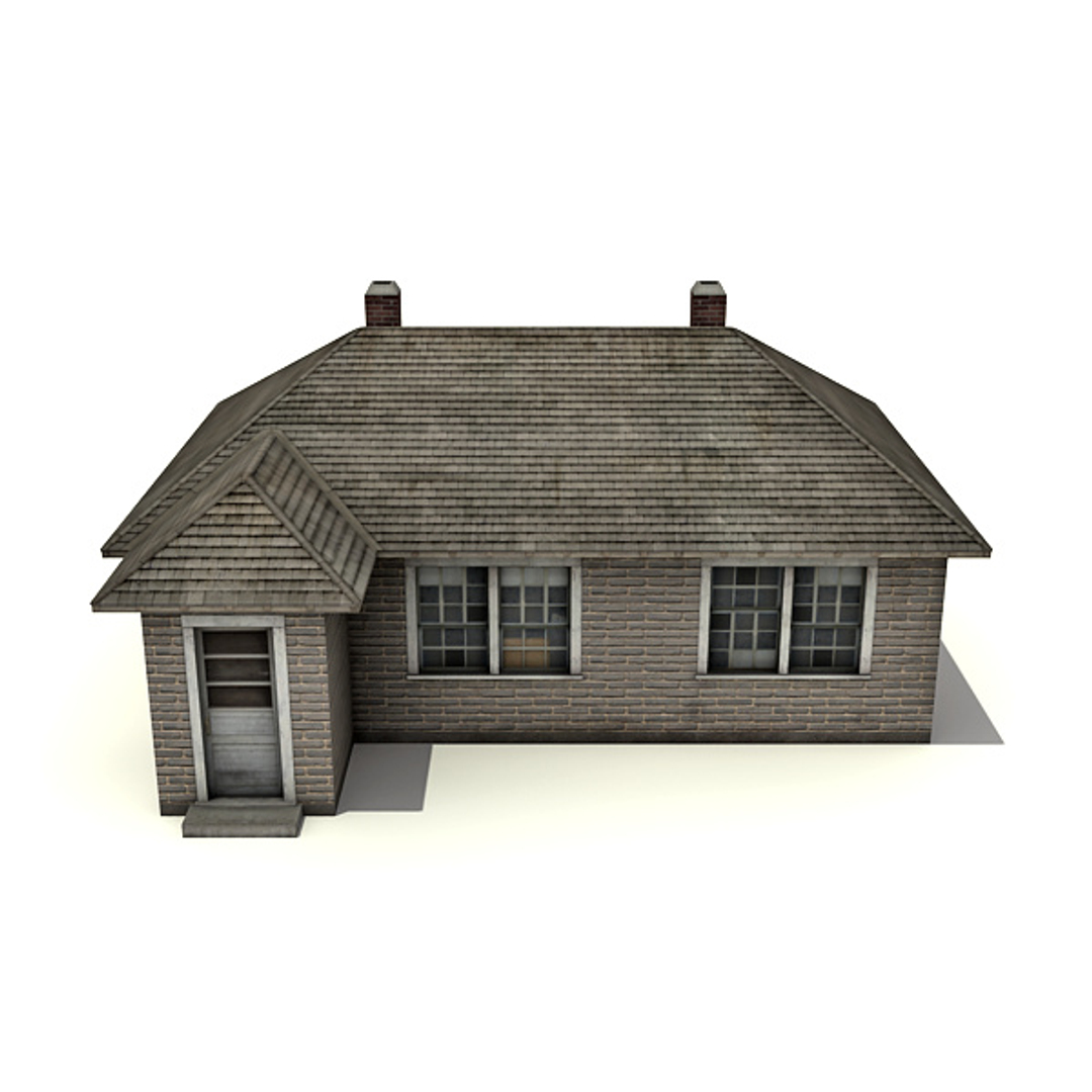 Max Low-poly Brick House Building