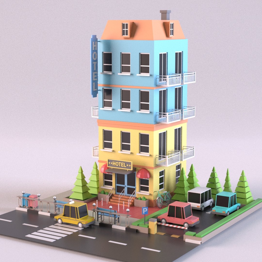 3D Model Building Hotel - TurboSquid 1366324