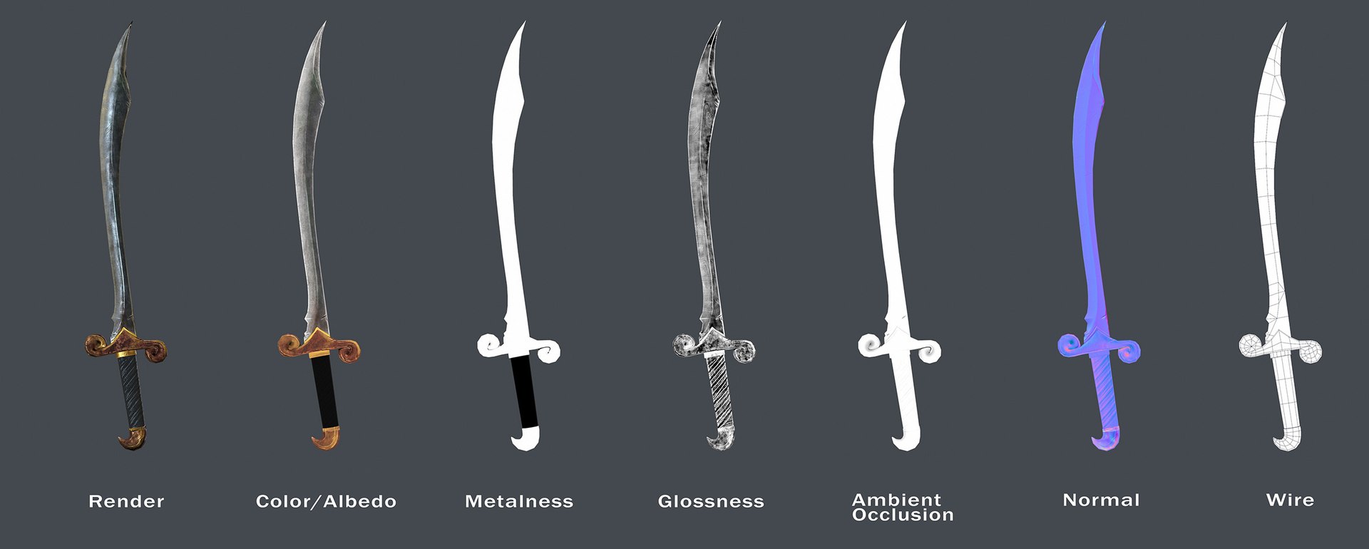 ready scimitar sword - 3d model
