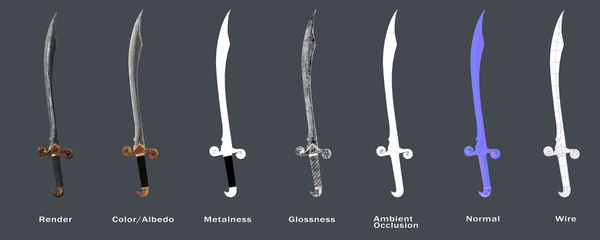 ready scimitar sword - 3d model