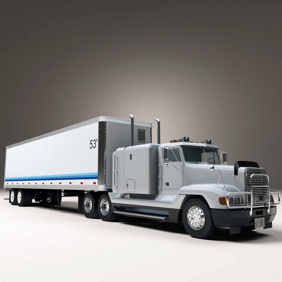 Freightliner Fld120 Special Trailer 3d Model