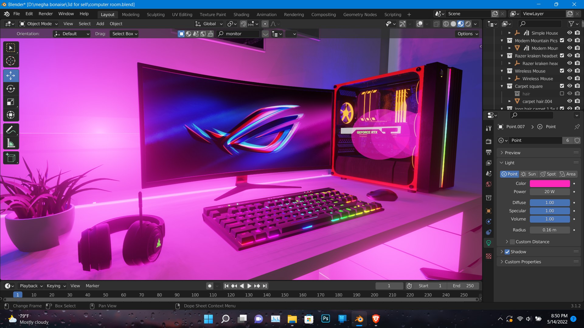 Gaming Computer Set 3D - TurboSquid 1897639