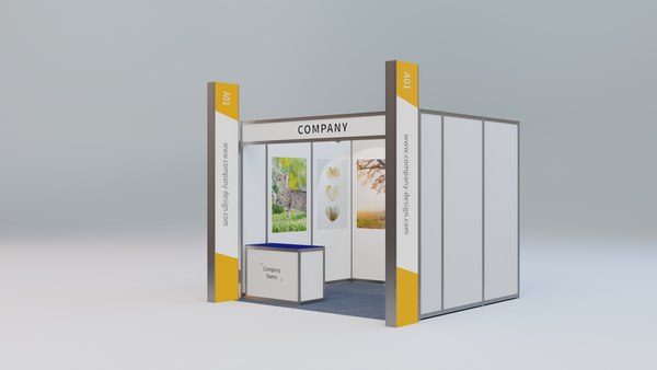Exhibition Trade Show Booth Basic Side Large Square Signage 3D model ...