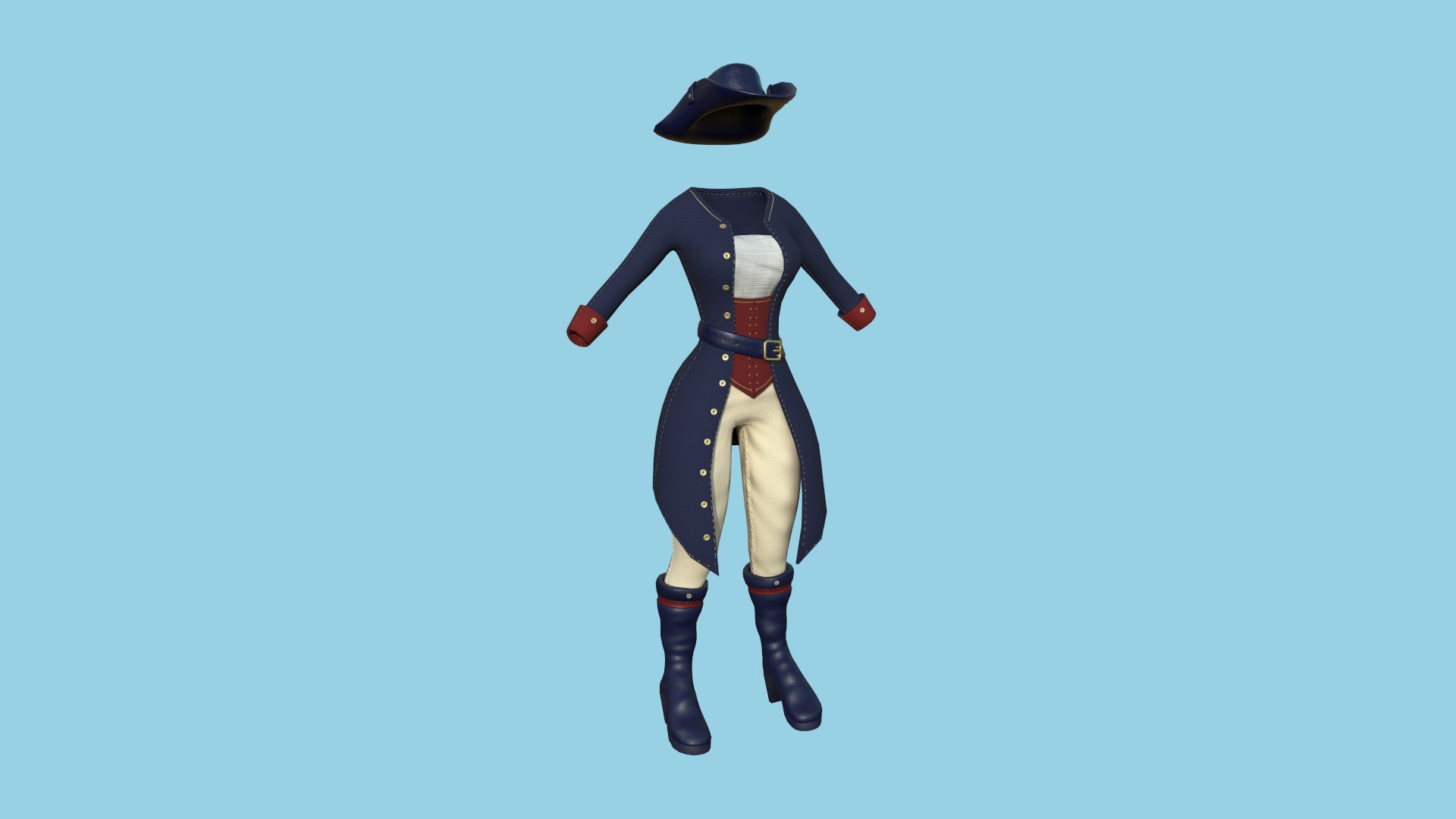 Pirate Female Costume 03 - Character Design Fashion 3D Model ...