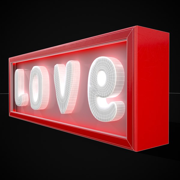 3D model Glowing Wooden Love Sign - TurboSquid 2034987