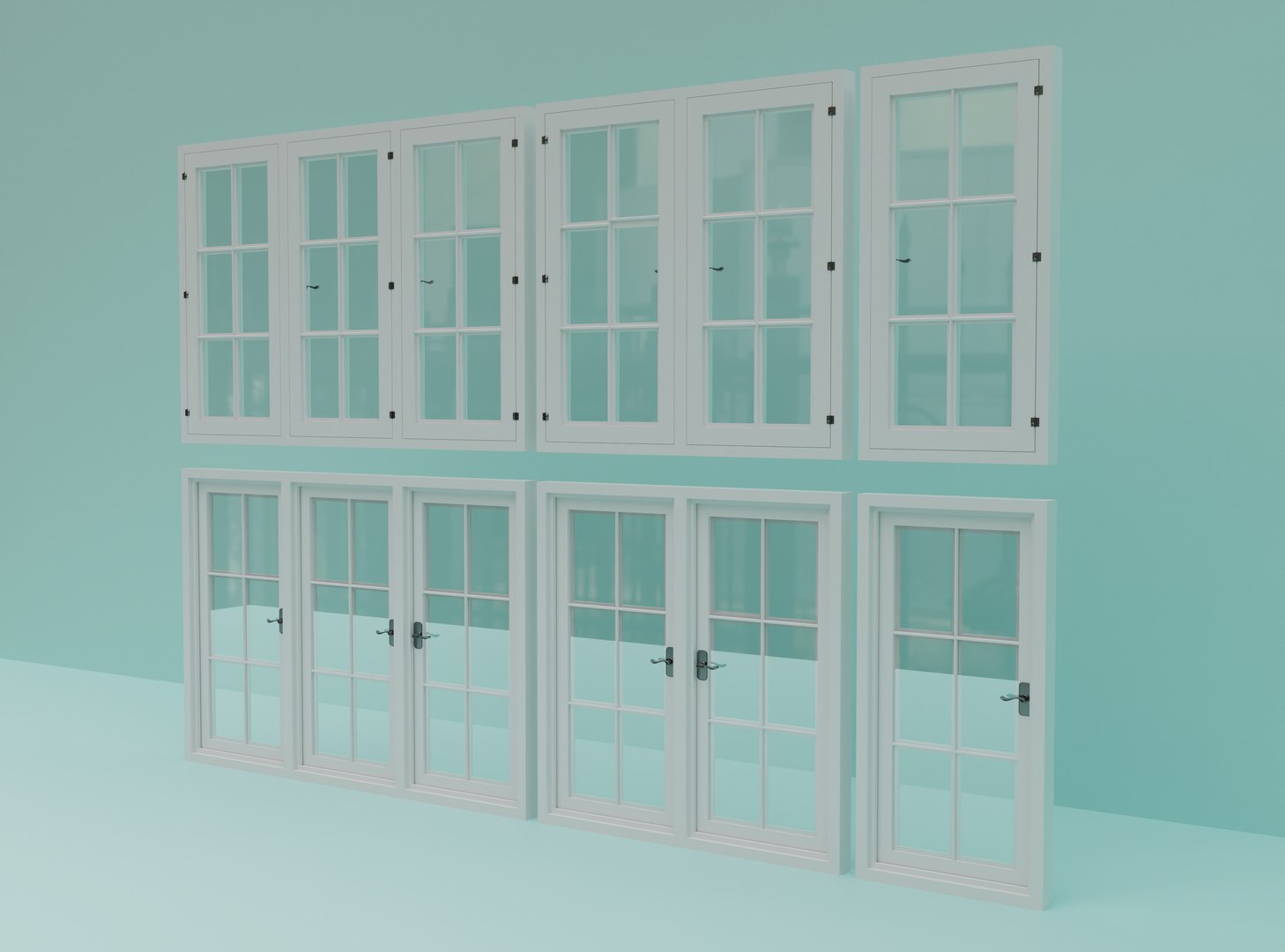 3D Model Window Set - 01 - Single Leaf - Double Leaf - Triple Leaf - TurboSquid 2018359