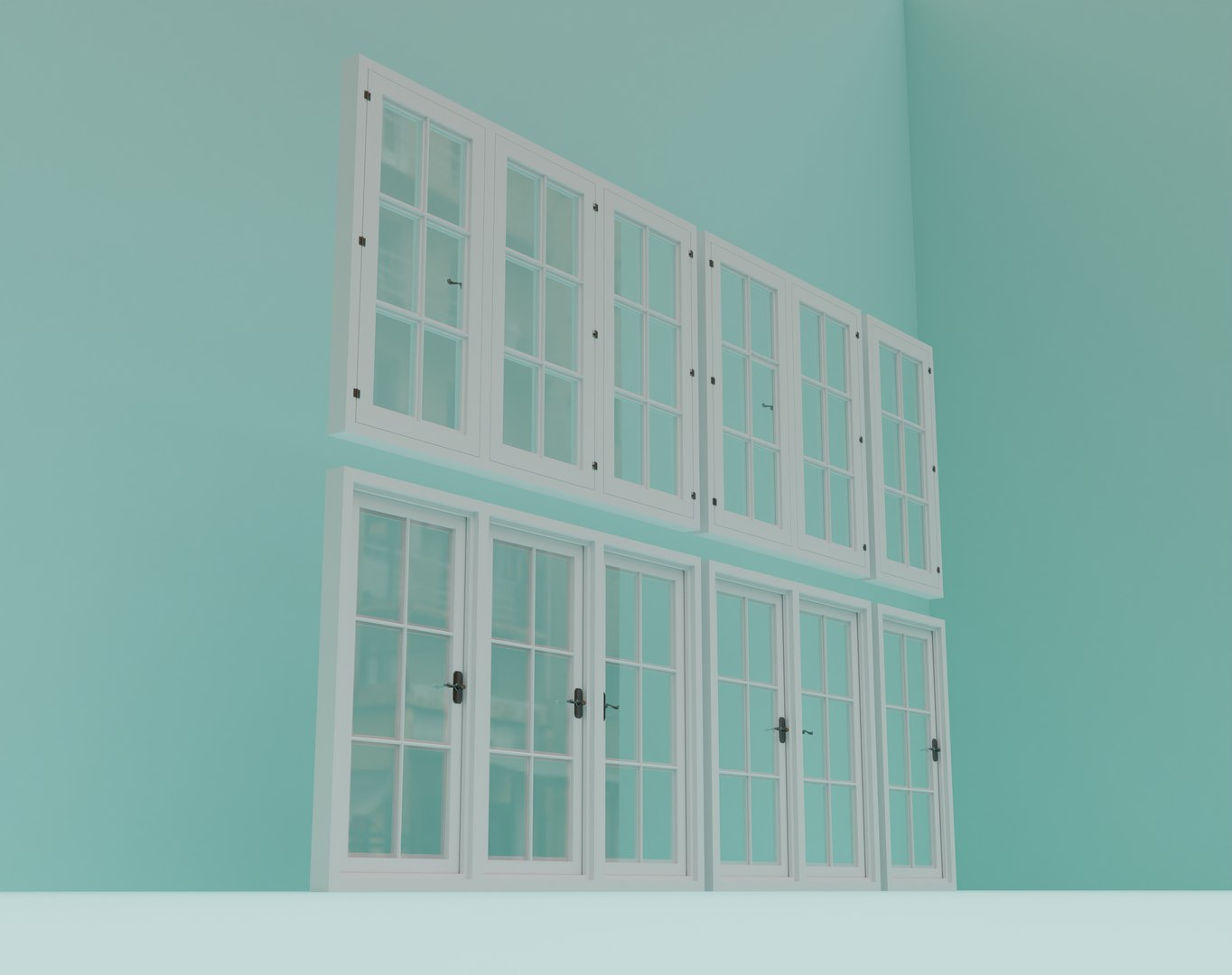 3D Model Window Set - 01 - Single Leaf - Double Leaf - Triple Leaf ...