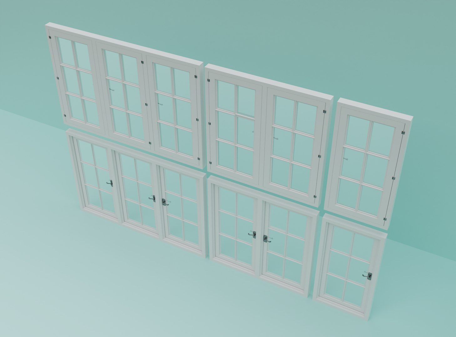 3D Model Window Set - 01 - Single Leaf - Double Leaf - Triple Leaf ...