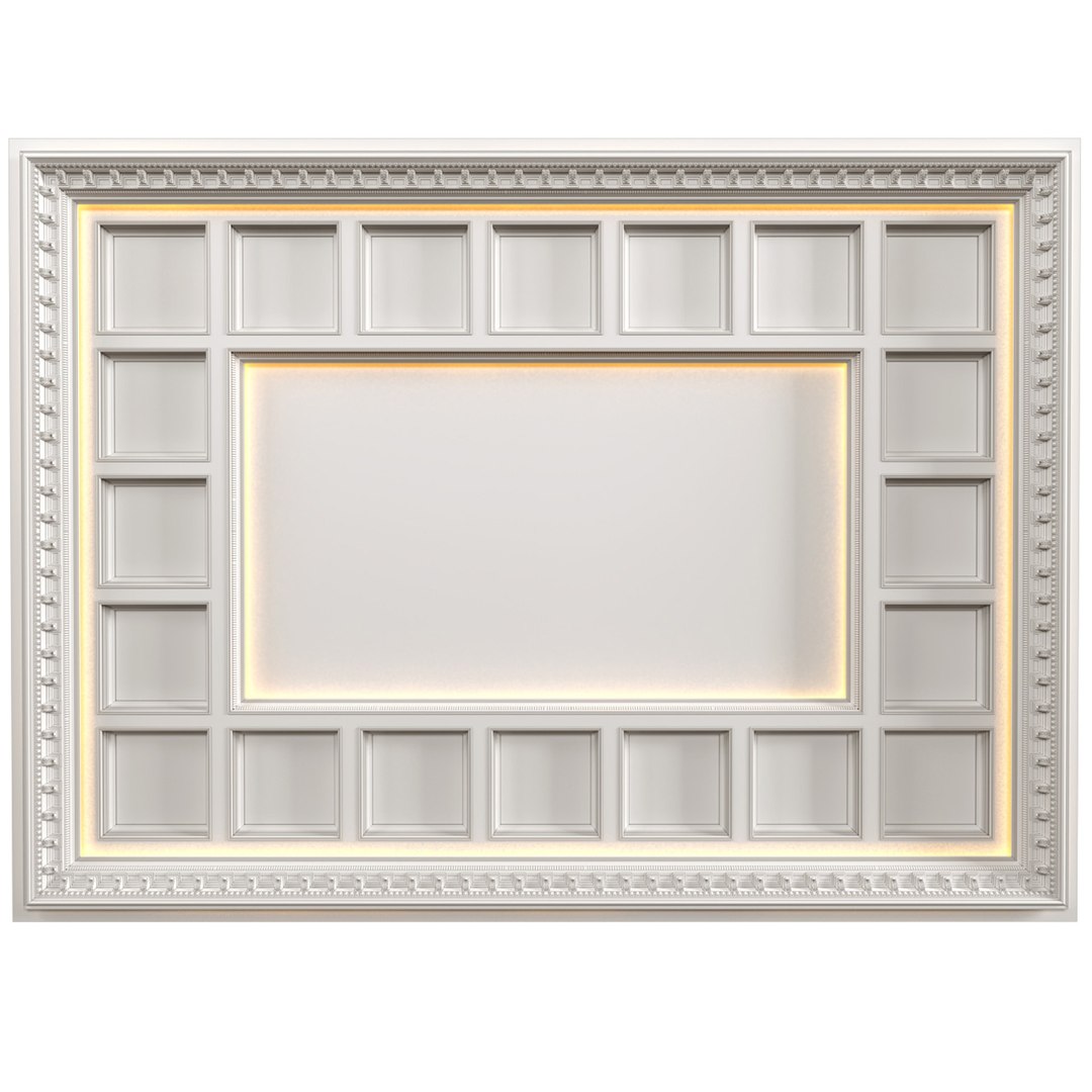 3D Modern Coffered Illuminated Ceiling Model - TurboSquid 1940960
