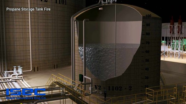 Animation MPEG Video storage tank fire