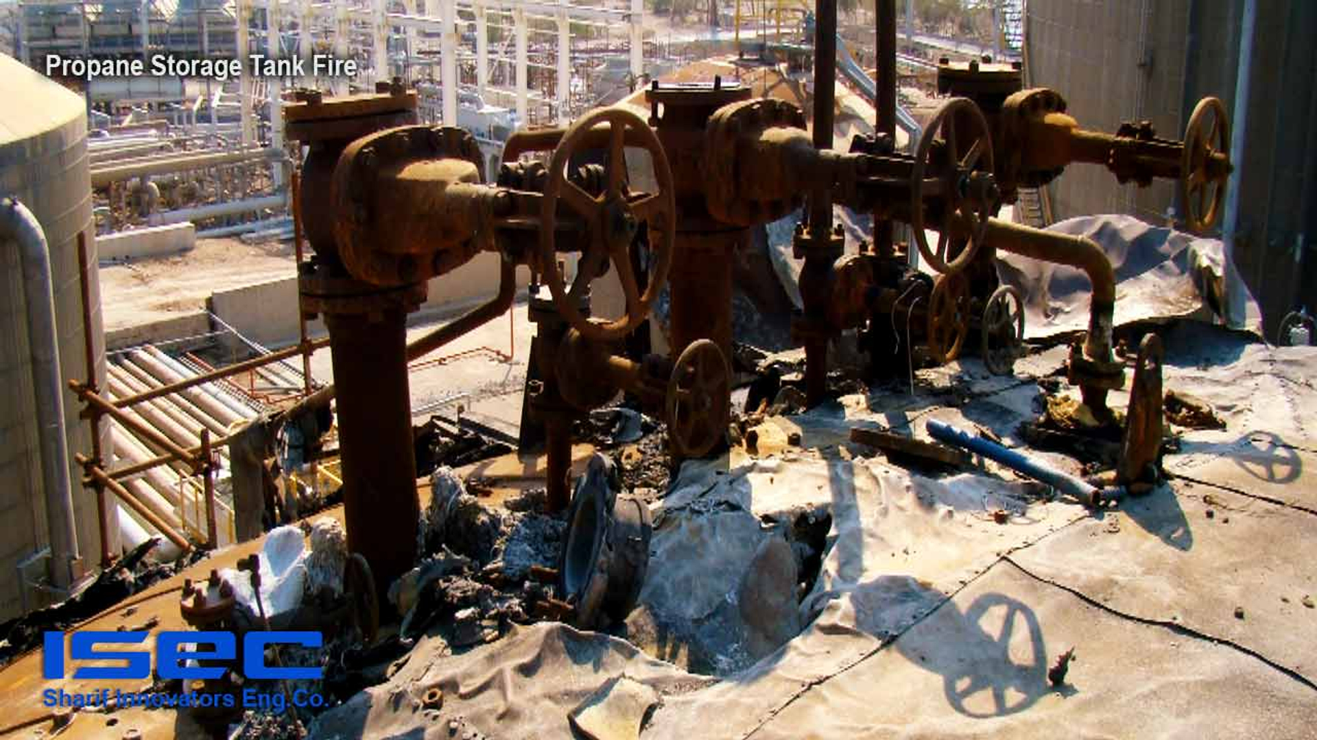 Animation MPEG Video storage tank fire