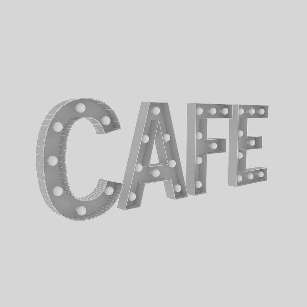 3D cafe sign bulb model - TurboSquid 1455106