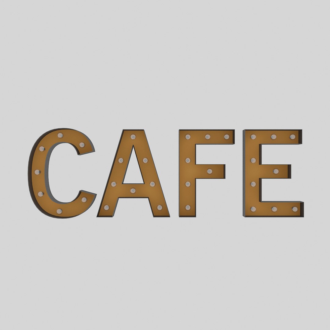 3D cafe sign bulb model - TurboSquid 1455106