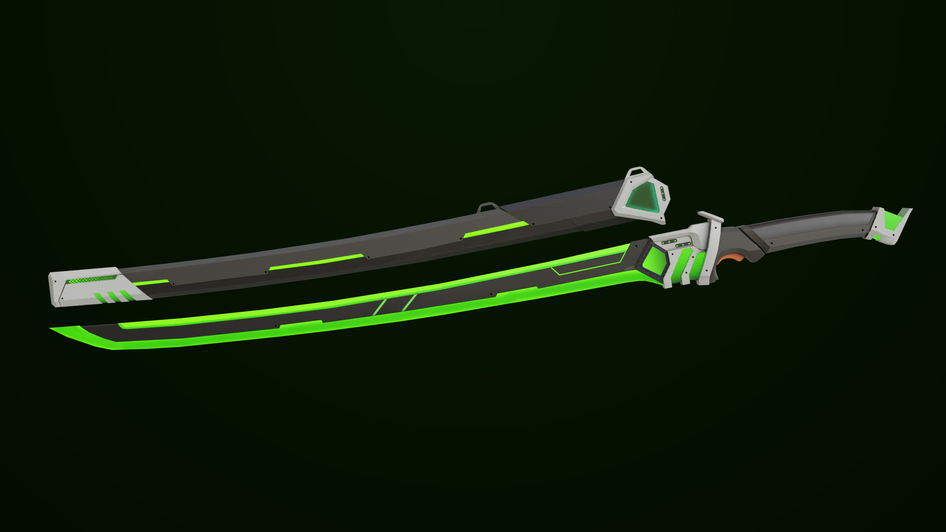 3D Model 5 Sci-Fi Katana Sword Collection 02 All PBR Unity UE Textures ...