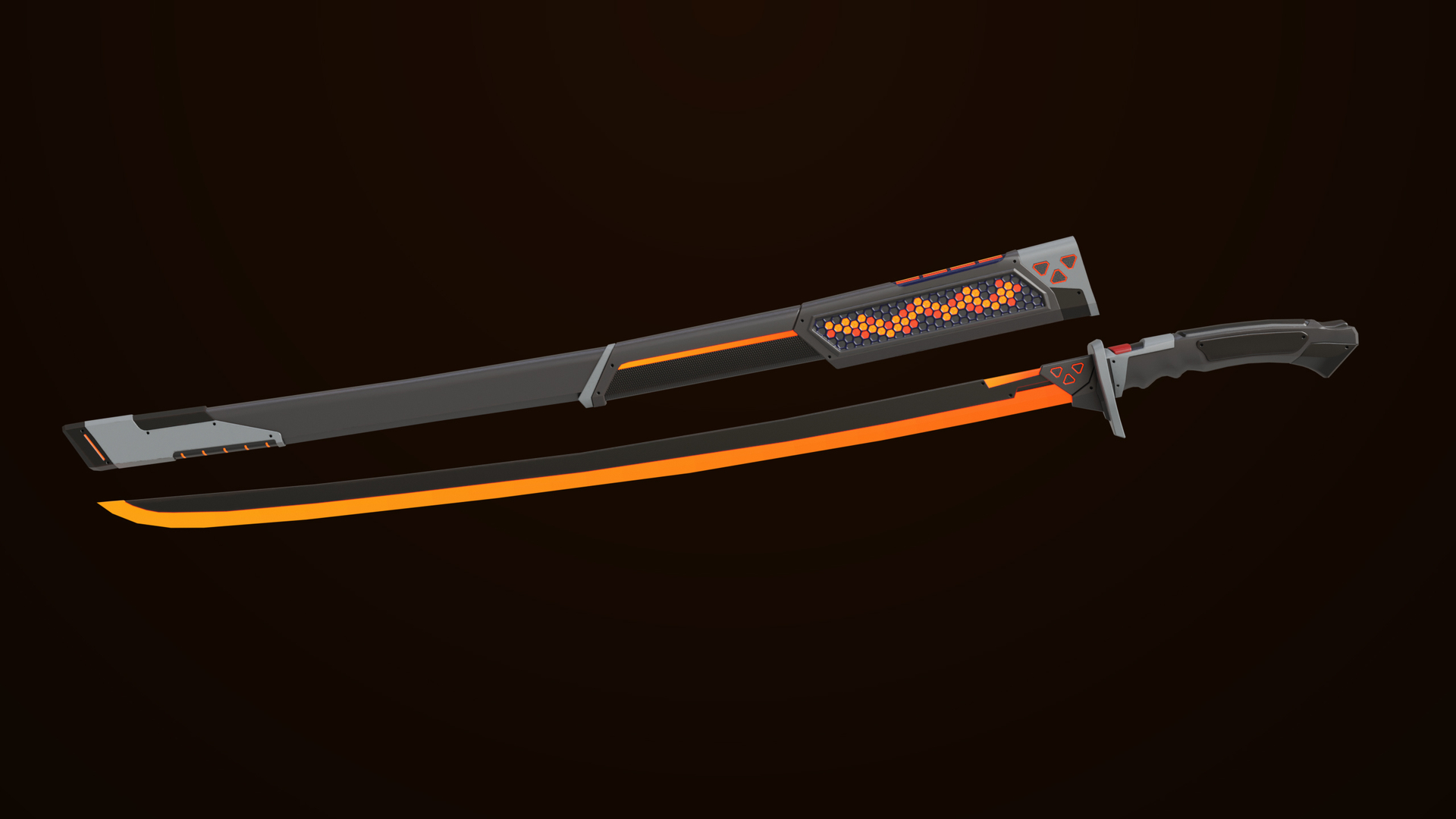 3D Model 5 Sci-Fi Katana Sword Collection 02 All PBR Unity UE Textures ...