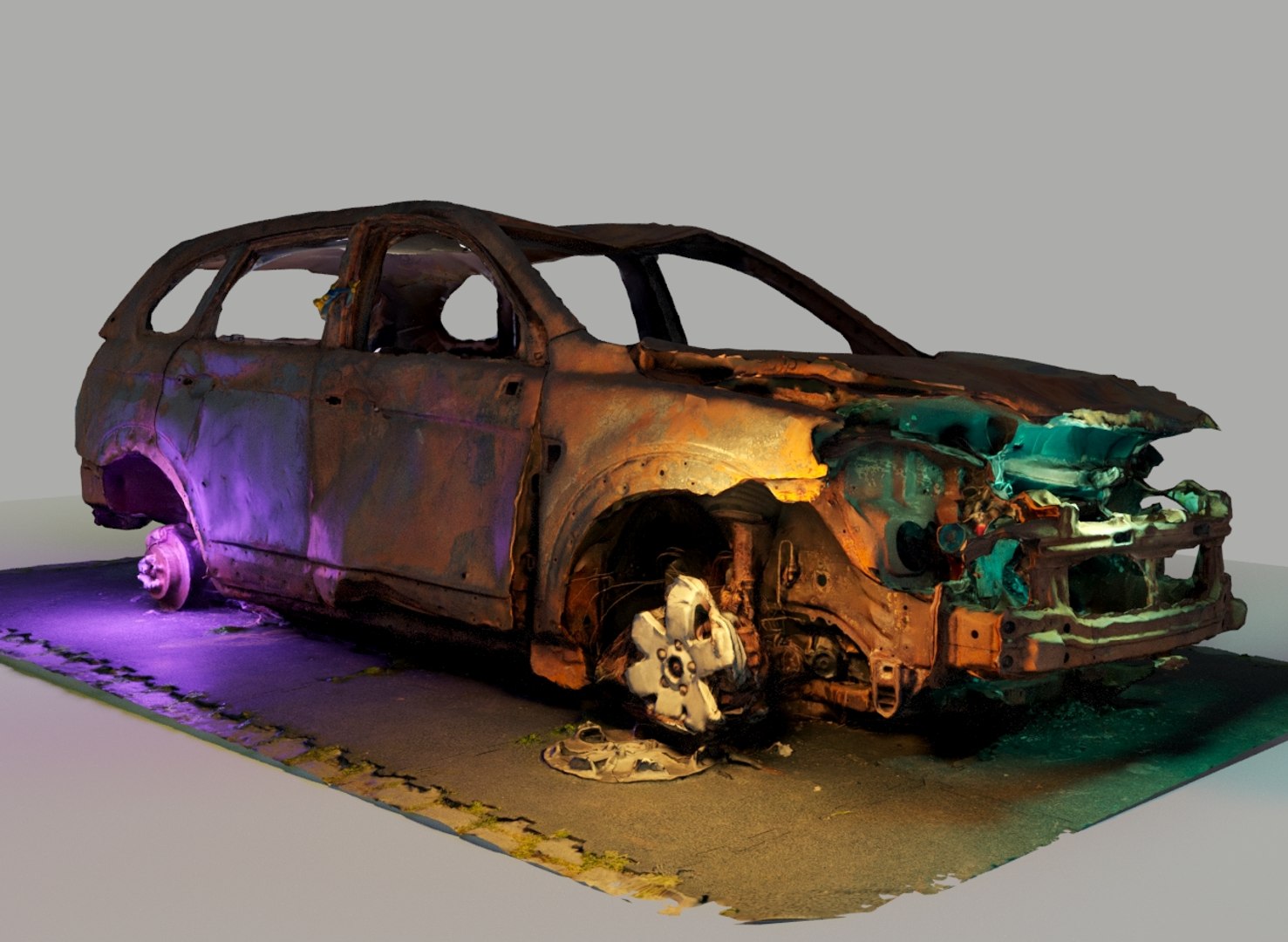 3D Burnt Car Photogrammetry Low-poly - TurboSquid 2069993