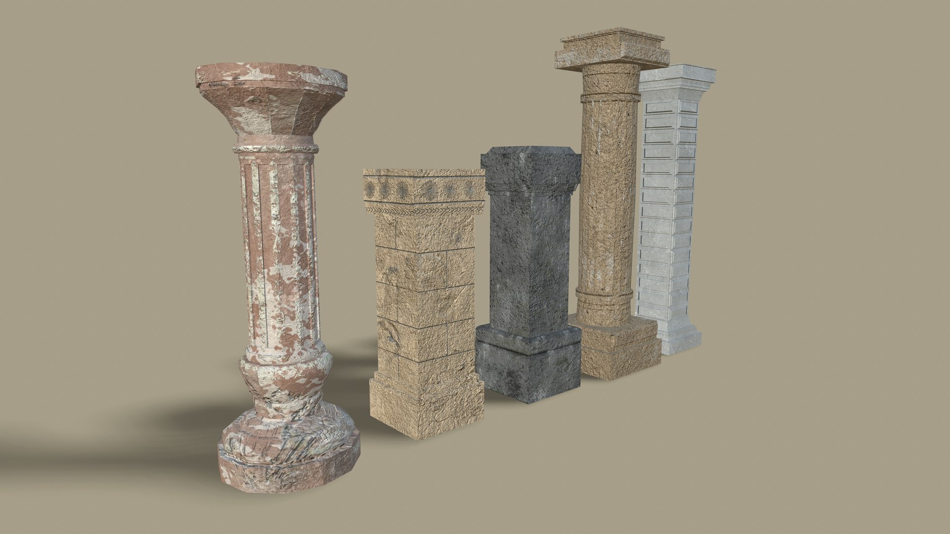 Set columns 3D model - TurboSquid 1663508