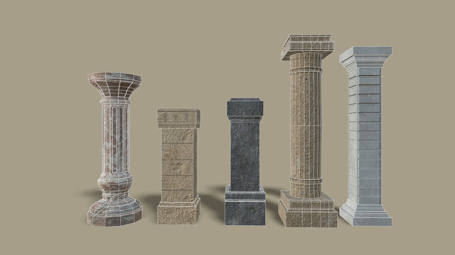 Set columns 3D model - TurboSquid 1663508