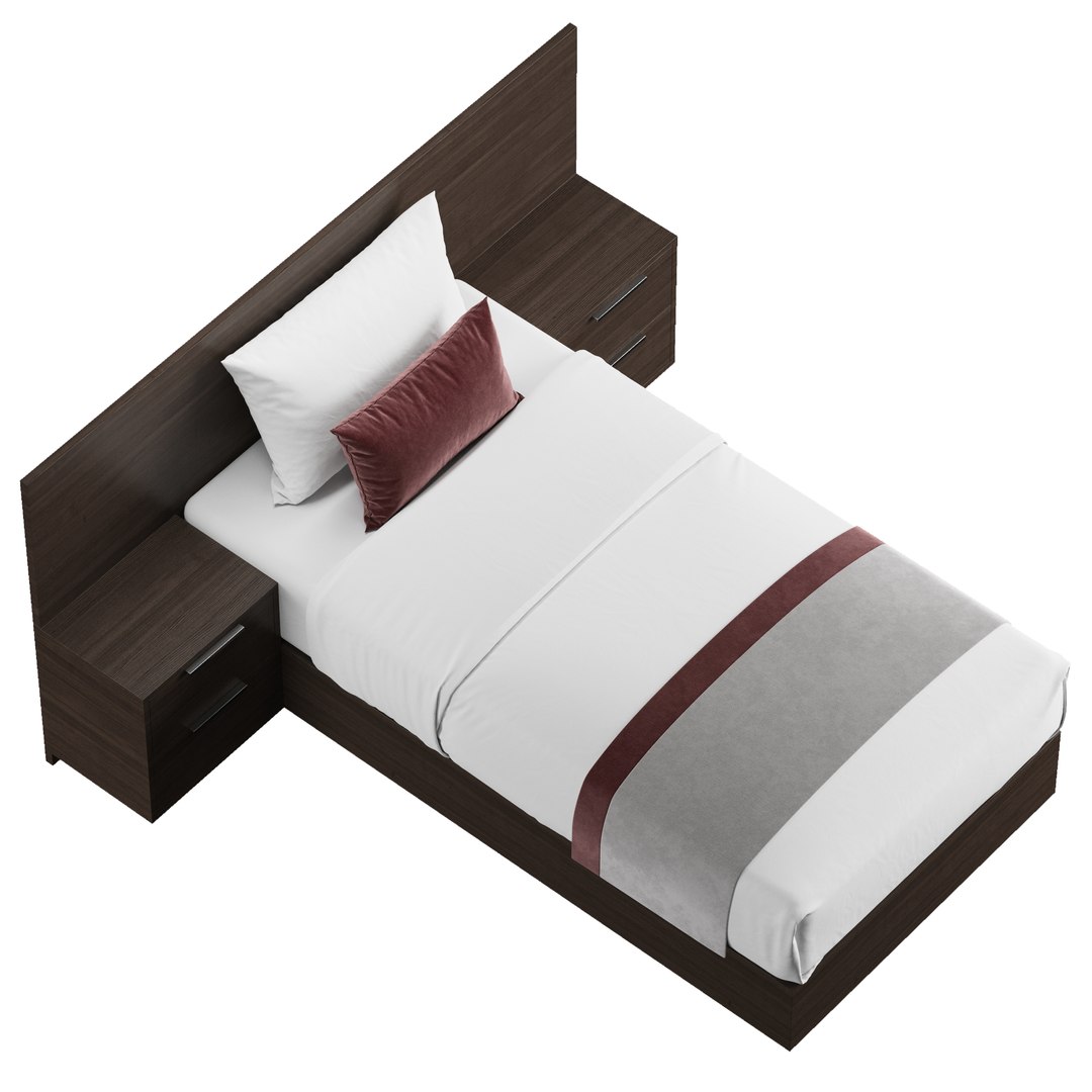 3D Single Bed For Hotel Room 1 - TurboSquid 1963435